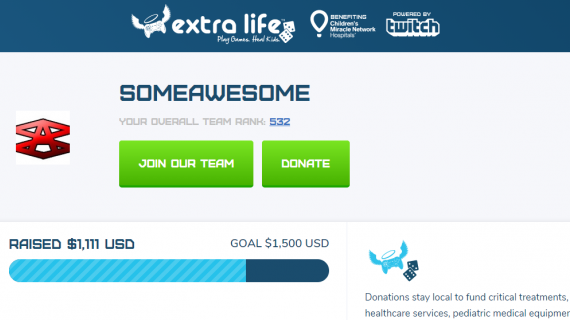 Join Us For Extra Life on November 4th! | Some Awesome